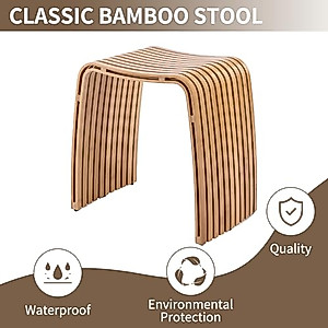 CWUINT Bamboo Dining Stool Dining Chair Dressing Stool Shoe Stool Bathroom Stool Dining Room Bathroom Living Room Study Bedroom Durable and Beautifully Designed