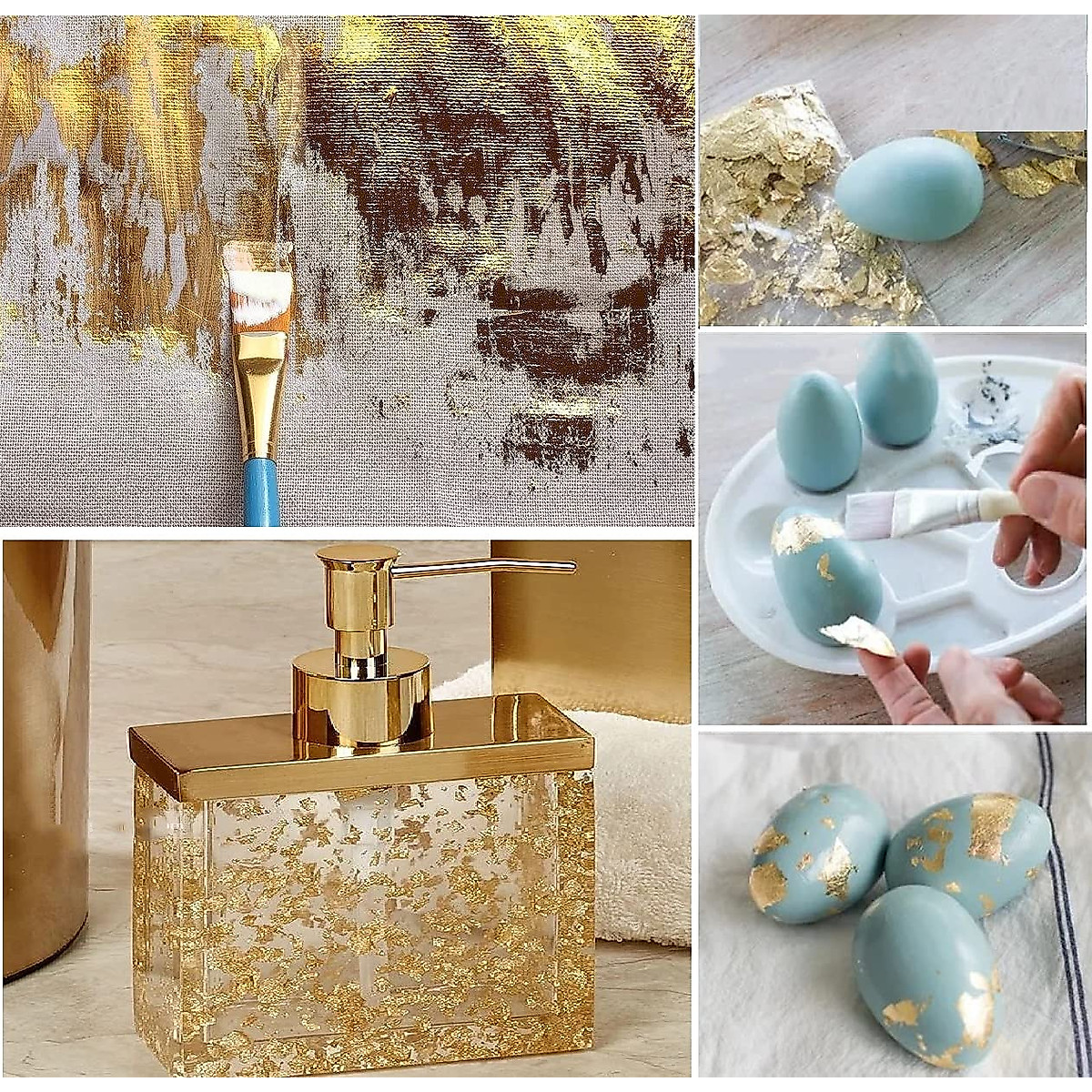 WFAUIBR Gold Leaf Gilding Resin Flakes, 10g Gold Metallic Foil Flakes for Nail Art, Painting, Crafts, Slime and Resin Jewelry Making, Crafts, Slime and Resin Jewelry Making (Gold-10g)…