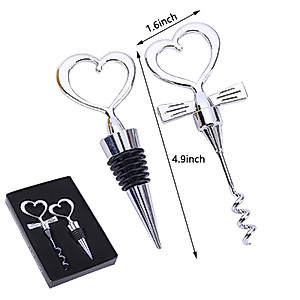 2 Pack Heart Wine Bottle Stopper, BetterJonny Stainless Steel Wine Bottle Stopper and Bottle-opener with Gift Box Packing Handheld Wine Bottle Cork Remover Accessory Tool for Holiday Wedding Party