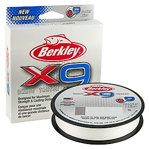 Berkley x9 Braid Superline, Crystal, 15lb test | 31 lbC | 14.2kg, 164yd | 150m Fishing Line, Suitable for Freshwater and Saltwater Environments