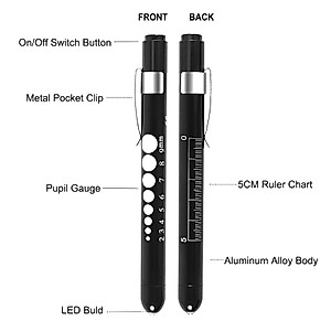 SIPYTOPF 4 Pack Pen Light,Reusable LED Penlight with Pupil Gauge and Ruler,White Light Torch for Nurses Doctors Students (Sky Blue+Pink+Black+Purple)