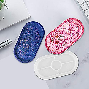 2 Pieces DIY Tray Silicone Resin Mold - Oval Jewelry Making Molds, Clear Epoxy Resin Casting Mold for DIY Jewelry Container Ring Trinket Storage Plate Mould with Resin, Handmade Soap Etc