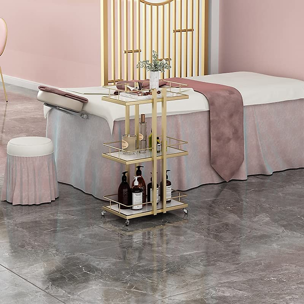 SLNFXC Trolley Kitchen Storage Rack Nail Shop Storage Basket Removable Storage Cart