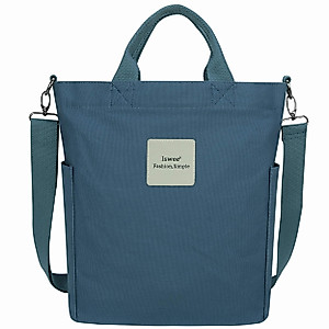 Iswee Canvas Tote Bag for Women Casual Shoulder Work Bag Crossbody Top Handle Bag Shopping Handbags for Women (Blue)