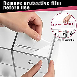 Clear Cell Phone Locker Box with Keys 12 Slots Acrylic Cell Phones Storage Cabinet Wall Mounted Clear Phone Lock Box Classroom Phone Organizer for Pocket Cellphone Holder School Office Classroom