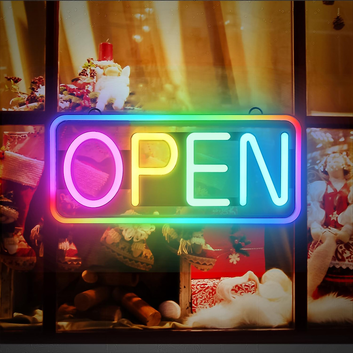 Led Open Sign, 21×10 inch Neon Open Sign with Remote, Color Changing & Scrolling Modes, Adjustable Brightness and Speed RGB Open Signs for Business Bar Restaurant Hotel Storefront Window