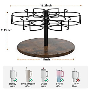 SOOPRNO Water Bottle Organizer for Stanley 40 oz Tumbler with Handle - Rotatable 6-Slot Holder, Ideal Kitchen Storage for Stanley Accessories, Black