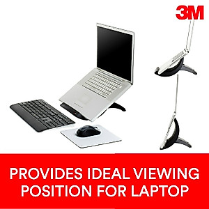 3M Laptop Stand, Raise Screen Height to Reduce Neck Strain, Vertical Design Allows You to Bring Screen Closer, Compact Foot Print Saves Desk Space, Non-Skid Base Keeps Laptop Secure, Black (LX550)