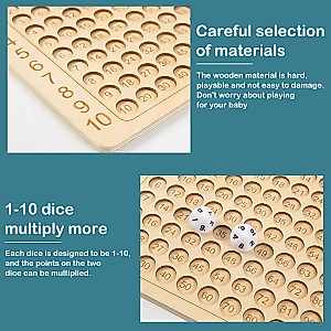 HOTBEST Wooden Math Multiplication Board Montessori Children Counting Toy Educational Multiplication Board Game Wooden Math Blocks Board for Toddlers Kids Over 3 Years Old