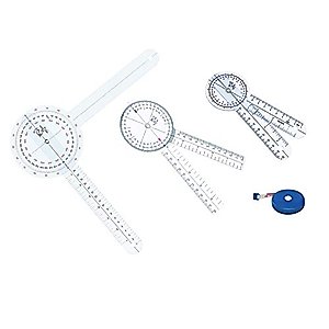 EMI Goniometer Physical Therapy 4 Piece Set EGM-429TM - 12", 8", 6", and Tape Measure