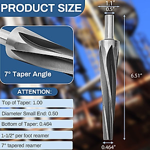 7 Degree Ball Joint Tapered Reamer,6542 High-Speed Tool Steel Tapered Ball Joint Reamer, Tapered Reamer Tie Rod For 1-1/2" Per Foot