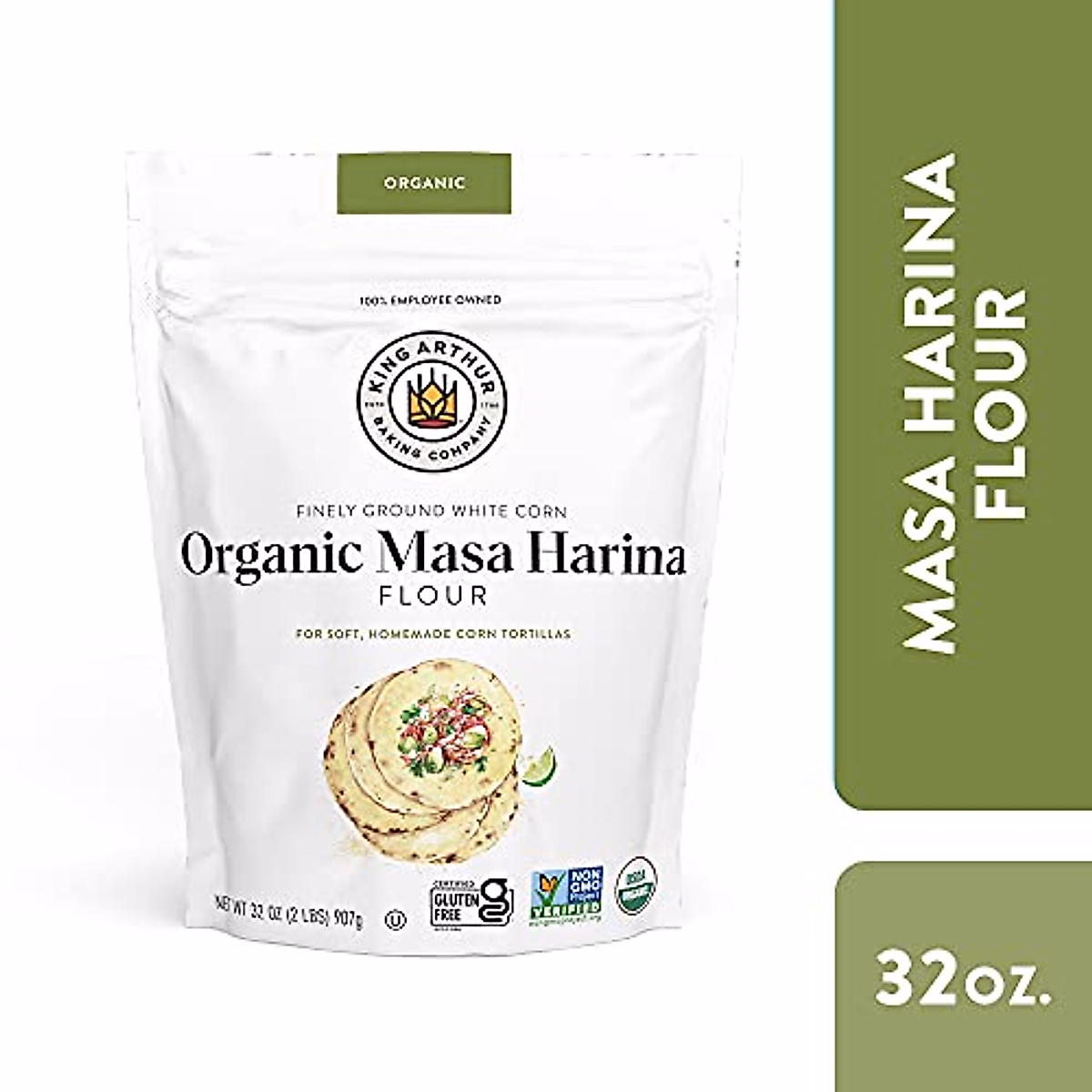 King Arthur Masa Harina, Certified Organic, Finely Ground, Non GMO Project Verified, Gluten Free, 2 lb