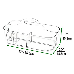 mDesign Plastic Portable Nursery Storage Organizer Caddy Tote - Divided Basket Bin with Handle - Holds Bottles, Spoons, Bibs, Pacifiers, Diapers, Wipes, Baby Lotion, Lumiere Collection, 2 Pack - Clear