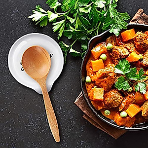 Large Spoon Rest for Stove Top & Kitchen Counter - Ceramic Utensil Rest White 5 Inch Oversized Spoon Holder - Farmhouse Home Décor for Coffee Cup & Tea Spoon, Cooking, Utensil, Ladle Rest, Yummy