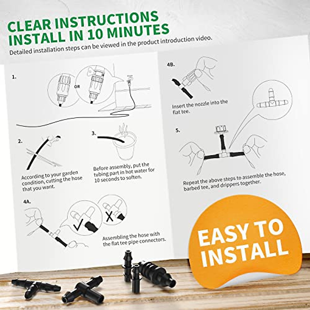 Drip Irrigation Kit Garden Irrigation System with Distribution Tubing Hose Adjustable Nozzles 82FT 1/4" Blank Distribution Hose Automatic Watering Drip Kit Irrigation Kit for Garden Indoor Plants