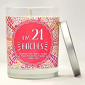 I'm 21 | Tropical Fruit, Spice, Vanilla | Scented Soy Candles | 10 Oz. Jar Candle | Made in USA | Decorative Aromatherapy | 21 Year Old Birthday Gifts | 21st Birthday Candles