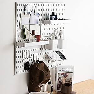 MULSAME Pegboard Combination Kit, Wall Mounted Storage Set with 4 Pegboards & 14 Accessories Hanging, White Peg Boards Organizer for Walls Display, Crafts Organization, Kitchen Organizer, 22" x 22"
