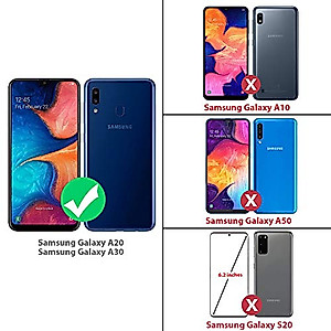 TJS Phone Case Compatible with Samsung Galaxy A20/Galaxy A30, [Tempered Glass Screen Protector] Belt Clip Holster Resistant Magnetic Support Hybrid Kickstand Heavy Duty Cover (Black)