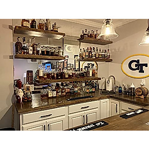 Joel's Antiques Floating Wall Shelf - 60-Inch Wood Decor & Long Shelf for Fireplace Mantel, Bookshelf, & Farmhouse - Wall-Mounted Rustic Stand, Wooden Hanging Display - Medium Brown, 60" x 8" x 2"