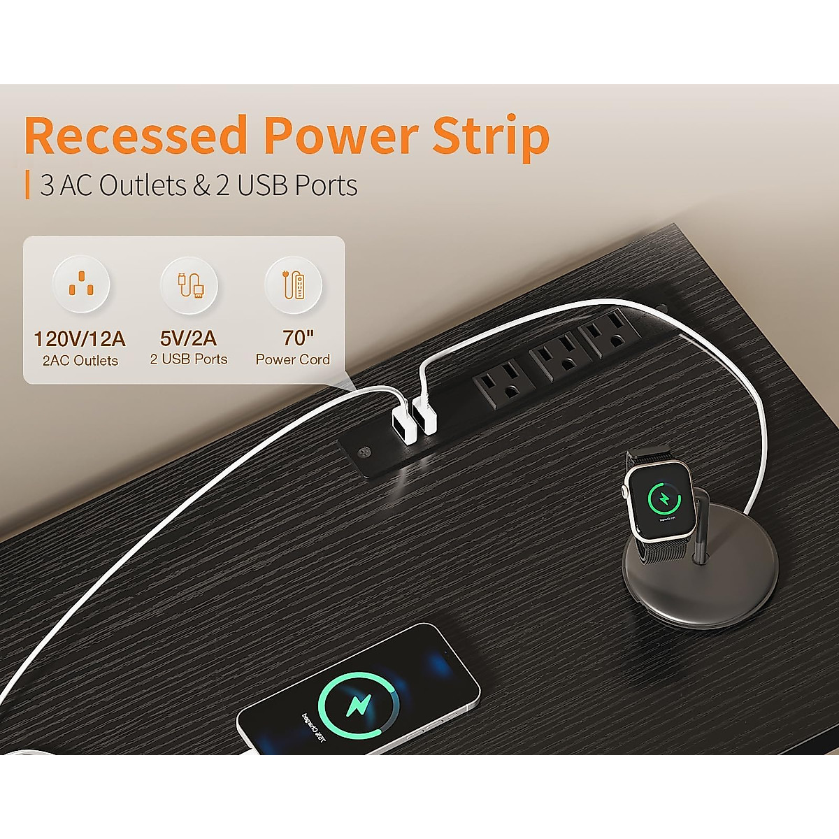 AODK Dresser with Charging Station, 40-Inch Long Dresser for Bedroom with 6 Large Fabric Drawers, Dresser TV Stand with Open Shelves for 50 Inch TV, Black