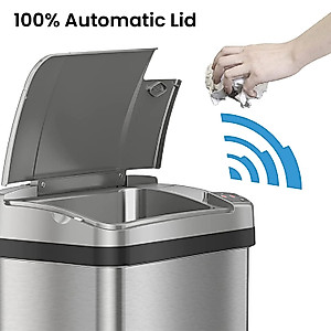 iTouchless 4 Gallon Garbage Fragrance, Touchless Automatic Bin, Perfect for Bathroom and Office Trash Cans with AbsorbX Odor Filter, 4 Gal, 04 Gal Sensor Stainless Steel