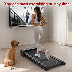 XMKEY Walking Pad-Under Desk Treadmill-2 in 1 Treadmills for Home-Walking Treadmill with Remote Control, Portable Mini Treadmill 265 lbs Capacity, Bluetooth and LED Display