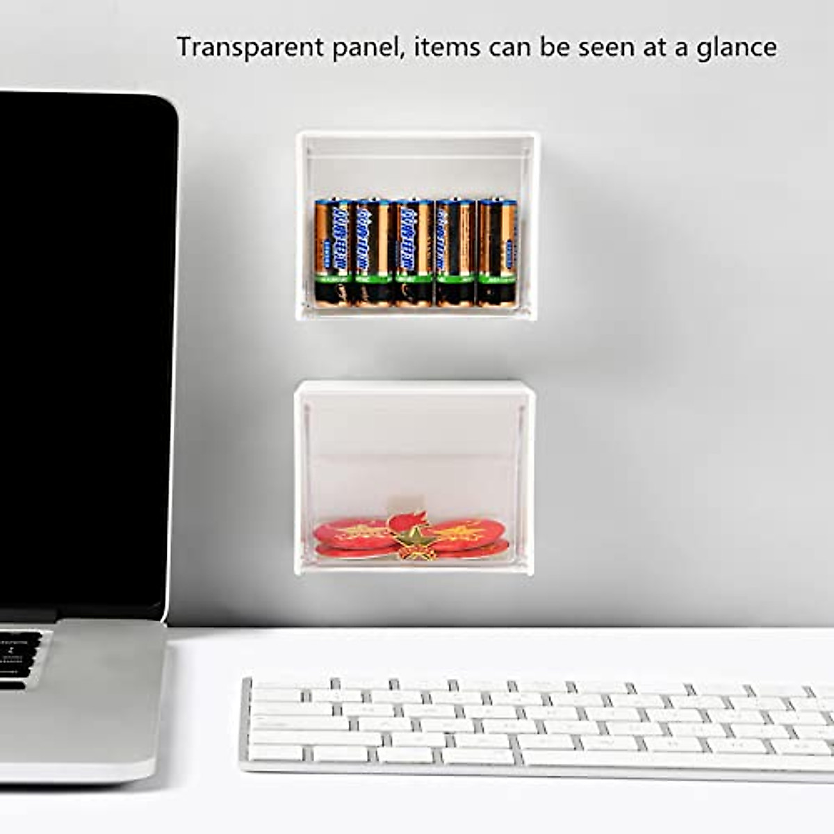 SHUBIAO Wall-Mounted Clamshell Storage Box， Water and dust Proof Storage Dispenser, ， Self-adhesive cotton swab cotton ball dispenser for bathroom（4PCS）