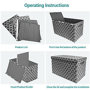homyfort Toy Chest Box for Boys, Girls, Kids, Large Collapsible Storage Bins Container with Flip-Top Lid & Divider for Nursery, Playroom, Closet, Stuffed Animal, Sturdy Home Organization, Grey