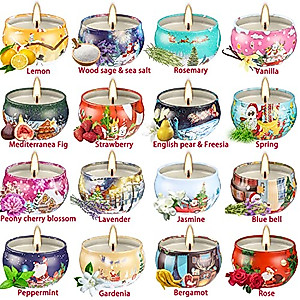 Christmas Candles Gift Set of 16, Bulk Home Scented Aromatherapy Candles with Fragrances, Gift Boxed for Present Candlelight Dinner Spa Bath