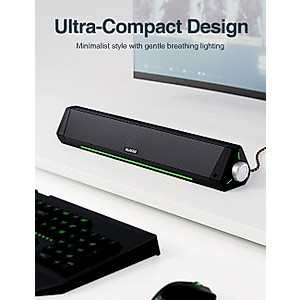 Computer Speakers, Bluetooth Soundbar, HiFi Stereo, 3.5mm Aux-in Connection, USB Powered Speakers for Desktop Monitor, PC, Laptop, Tablets