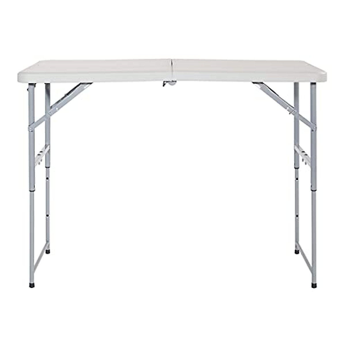 Office Star Resin Multipurpose Rectangle Table, 4-Feet Long, Height Adjustable, Center Folding Table, Light Gray