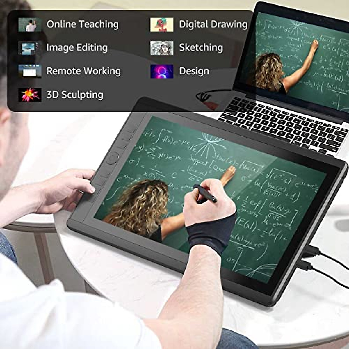 Drawing Tablet with Screen, 15.6'' XOPPOX Graphics Drawing Monitor Pen Display with 1080P Full Laminated Screen,Tilt 8192 Levels Battery-Free Stylus,Adjustable Stand,Compatible for Window/Mac