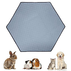 kathson Washable Guinea Pig Playpen Liners Hamster Hexagon Reusable Super Absorbent Playpen Pad Waterproof Fleece Pee Pads for Rabbit Guinea Pig and Small Animals (20.9 in Each Side)