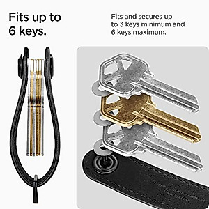 Spigen Valentinus Key Chain Key Holder Leather Key Organizer Minialist Compact Keyholder with Key Ring - Black
