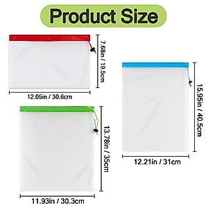 MAQIHAN 12PCS Reusable Produce Bags - Mesh Produce Bags Drawstring Reusable Washable Vegetable Storage Bags Refrigerator Keep Fresh Grocery Food Fruits Veggie Green Net Bag Toy Storage Zero Waste Shop