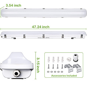 hykolity 4 Pack 4FT LED Vapor Tight Light, 40/50/60W Vapor Light Fixture, [2-lamp F32T8 Equiv.] 4000K/5000K/6000K CCT Selectable, 130lm/W, Waterproof Shop Light for Parking Carport Car Wash