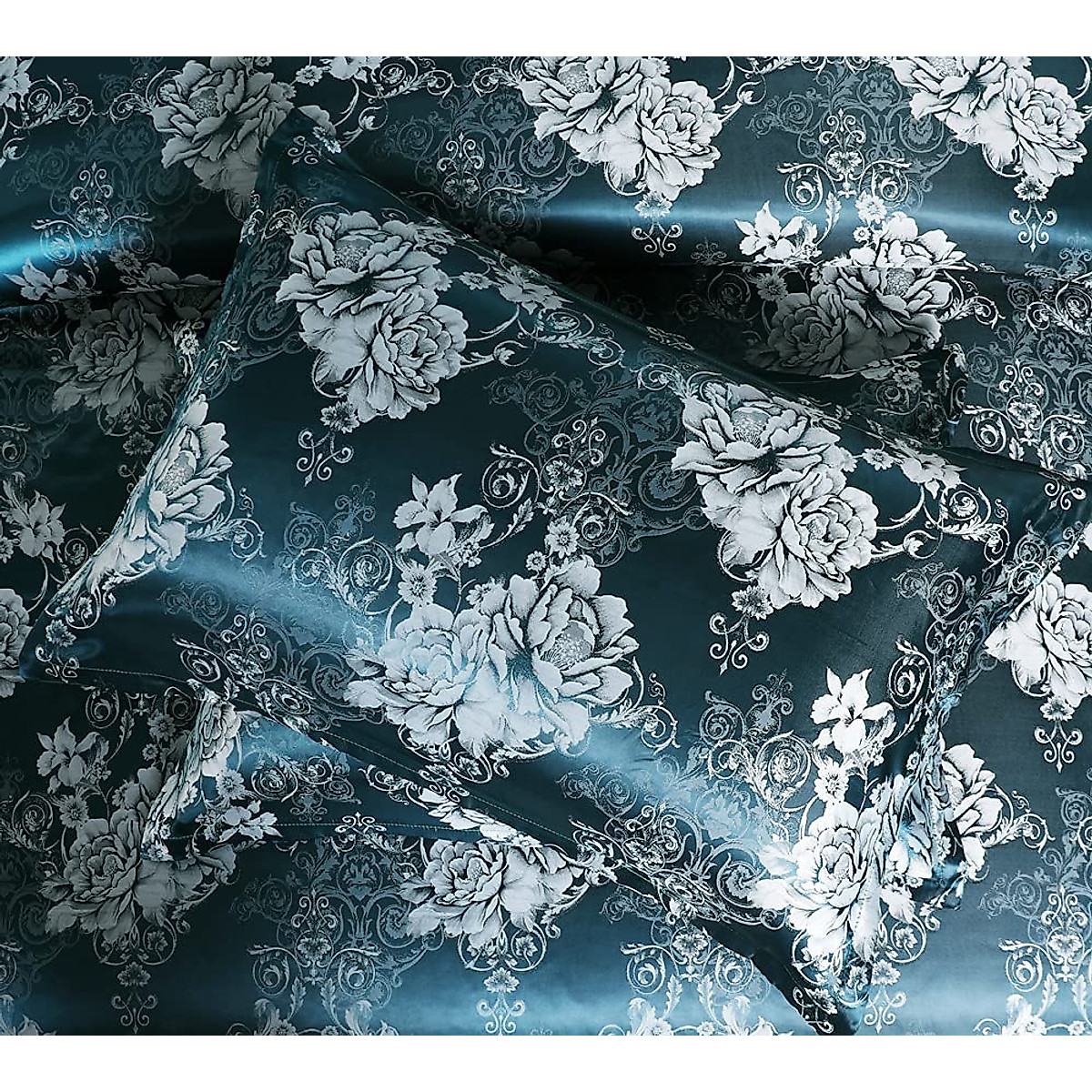 Megsv Luxury Jacquard Soft Bedding Set,Duvet Cover with Pillowcases NO Comforter (Twin, Green)