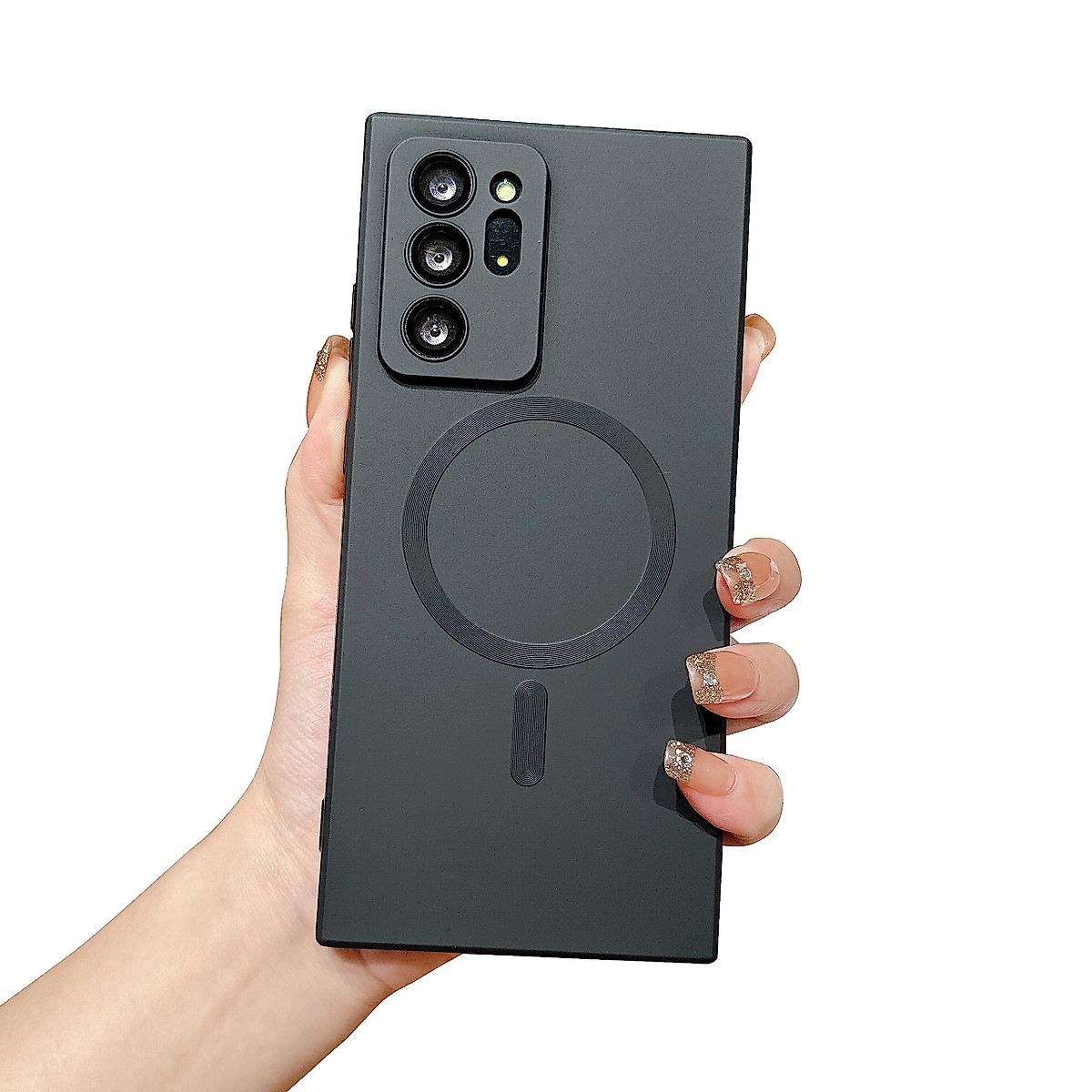 phylla for Samsung Galaxy Note 20 Ultra Phone case [Compatible with MagSafe] [Full Camera Protection Slim] Luxury Magnetic Solid Color Cover Soft Silicone Bumper for Note 20 Ultra 5g 6.9" (Black)