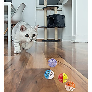 Fashion's Talk 12PCS Value Pack Plastic Ball Cat Toys Lattice Balls with Bell Jingle Kitten Toy,Gift Box 1.5" 6 Styles