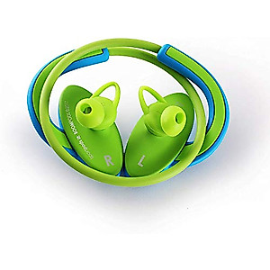 BoomPods Sportpods 2 in-Ear Bluetooth Sport Headphones (Blue/Green) Wireless Workout Earbuds - Powerful Bass - Sweatproof - Ergonomic Ear Tip