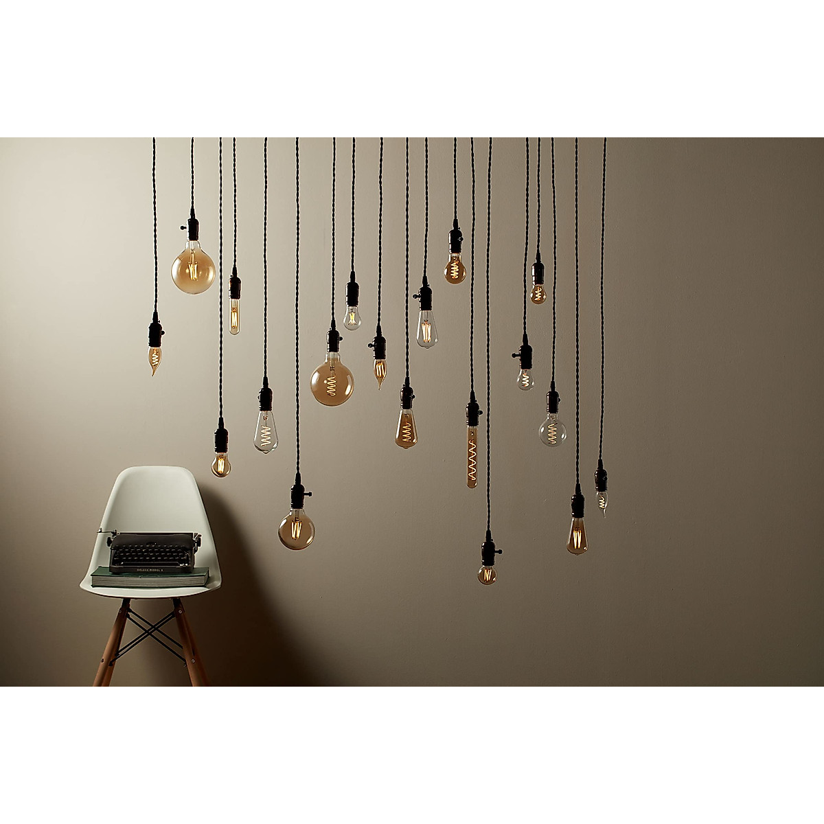 GE Vintage Style LED Tube Light Bulb, 3 Watts (40 Watt Equivalent) Warm Candle Light, Amber Glass, Candelabra Base, Dimmable (4 Pack)