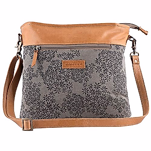 SIXTEASE Womens Shoulder Bag Vintage Style Bags for Women - Made with Genuine Leather, Upcycled Canvas, or Hair On - Handmade, Adjustable Strap, Brass and Zinc Hardware - Forresta