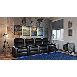 Octane Turbo XL700 Row of 4 Seats, Straight Row in Black Leather with Power Recline