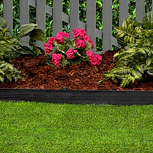 EasyFlex Composite Dig-in Landscape Edging with Anchoring Stakes, 4.5" Straight Top Edging, Garden Edging Border, 40 Foot Kit, Black