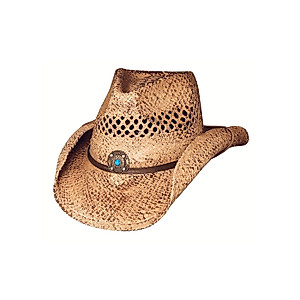 Bullhide Montecarlo Anytime Vented Raffia Western Hat with Turquoise Bead Concho Small/Medium