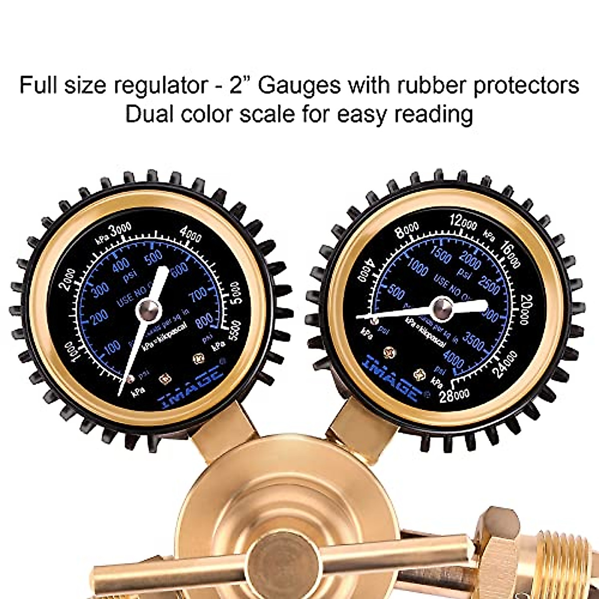 Nitrogen Regulator, IMAGE Nitrogen Gauge with 0-800 PSI Delivery Pressure Equipment Brass, CGA-580 Inlet Connection and 1/4-Inch Male Flare Outlet, Great for HVAC Purging, Brazing and Soldering