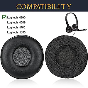 SOULWIT Earpads Replacement for Logitech H390 H600 H609 H760 Wireless Headphones, Ear Pads Cushions with Soft Protein Leather, Noise Isolation Foam