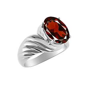 Rylos Rings for Women Silver Ring Classic Designer Style Oval 12X10MM Solitaire Gemstone Ring January Garnet Jewelry for Women Size 12
