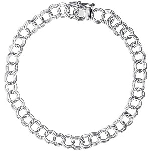Rembrandt Charms 8" Double Link Curb Classic Charm Bracelet, Sterling Silver