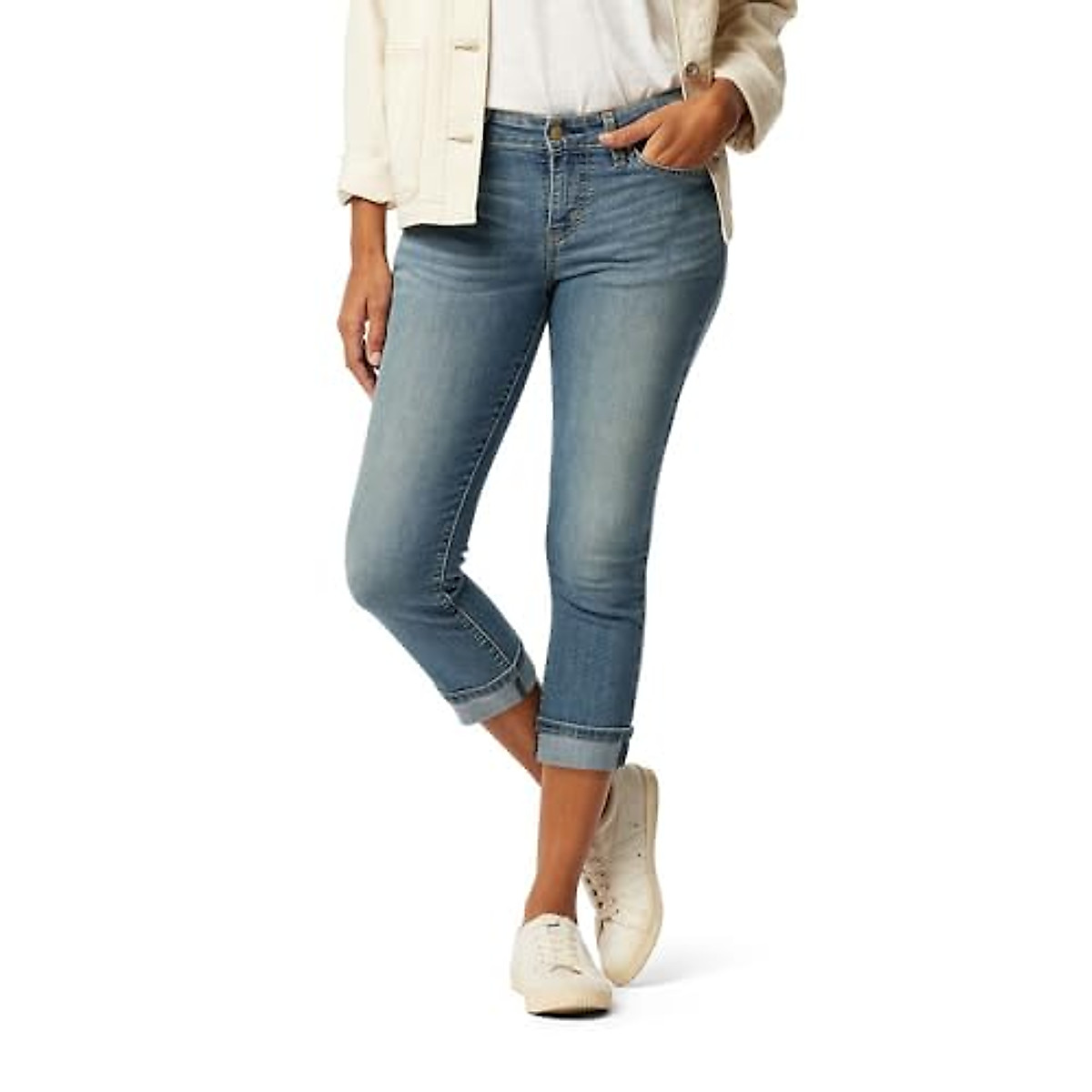 Levi Strauss Signature Gold Women's Mid-Rise Slim Fit Capris (Available in Plus Size), Blue Ice, 6